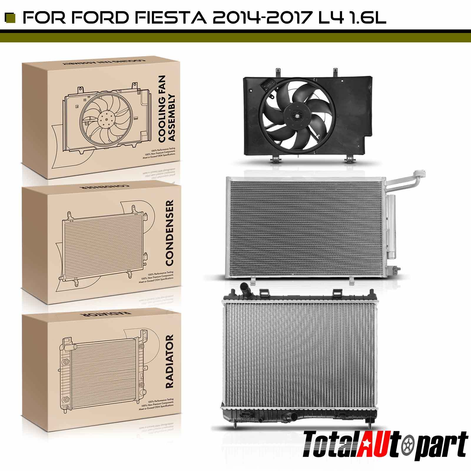 Radiator & AC Condenser & Cooling Fan for Ford Fiesta 2014 2015 2016 ...