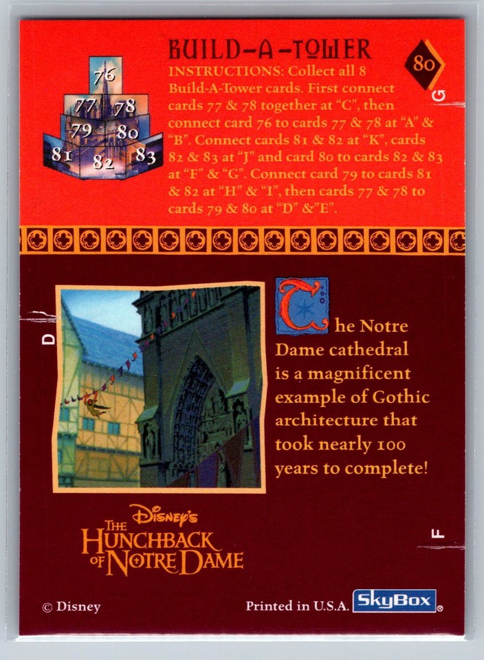 1996 Skybox The Hunchback of Notre Dame Build A Tower Card #80 | eBay