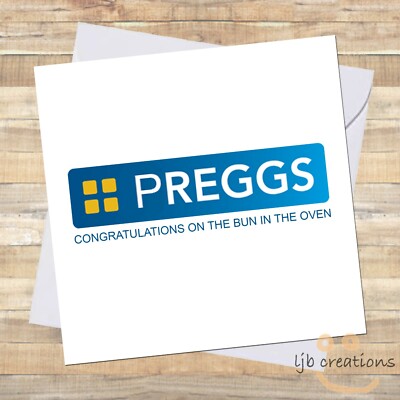 Funny PREGGS Card Expecting A Baby Pregnant Congratulations Baby Shower ...