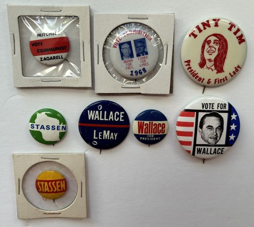 Vintage 1968 Presidential Campaign Buttons: Losers, 3rd Parties, and ...