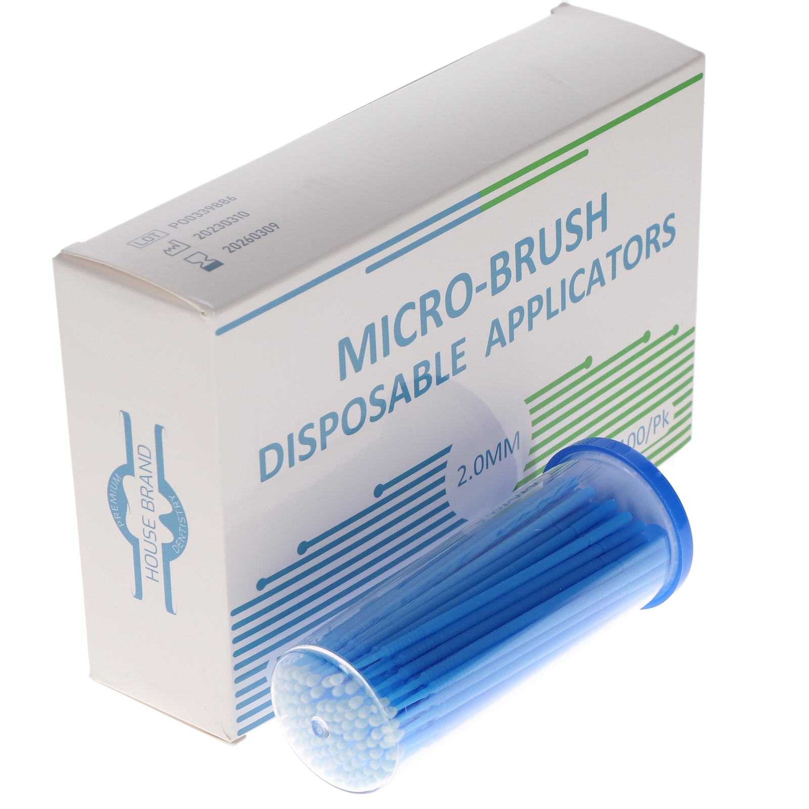 House Brand Dentistry 101315 MicroBrush Applicators Regular Blue/Green ...