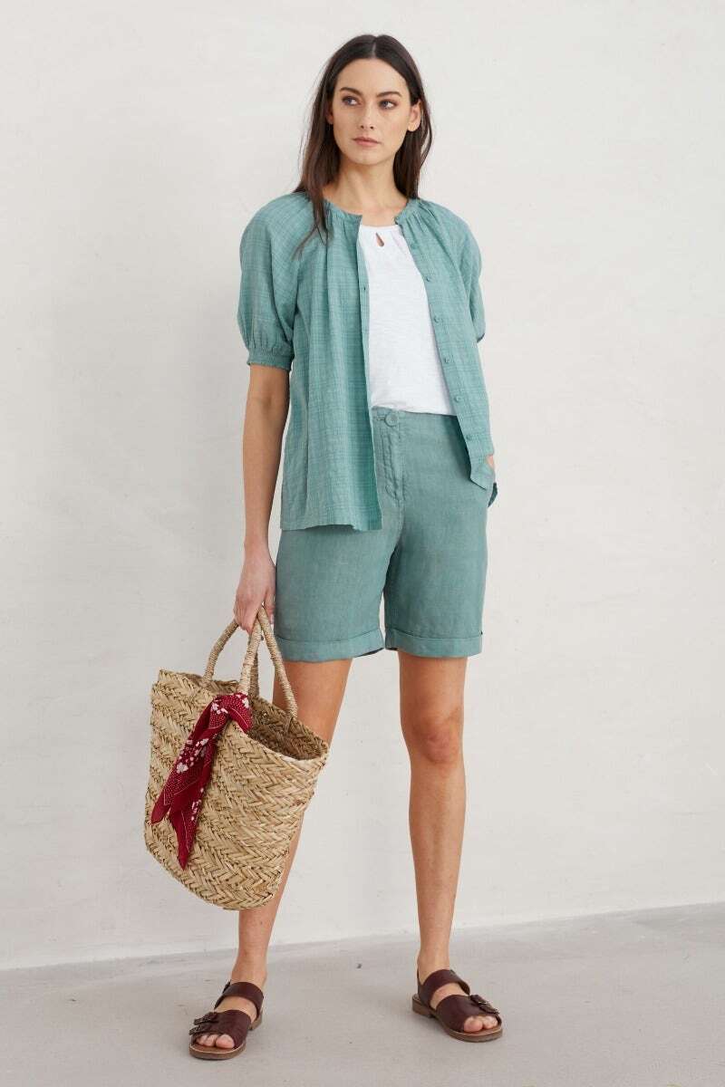 Seasalt Women's Shorts - blue Penderleith Linen Shorts - Regular ...