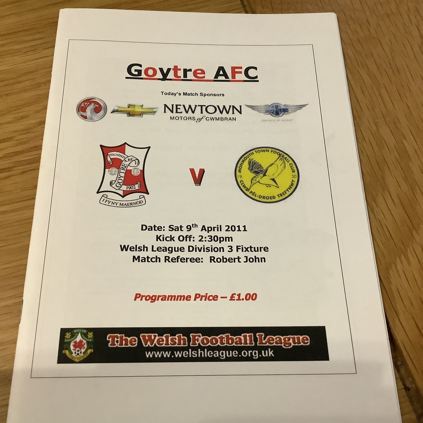 Goytre v Monmouth Town football programme 2010/11 (Welsh) | eBay UK