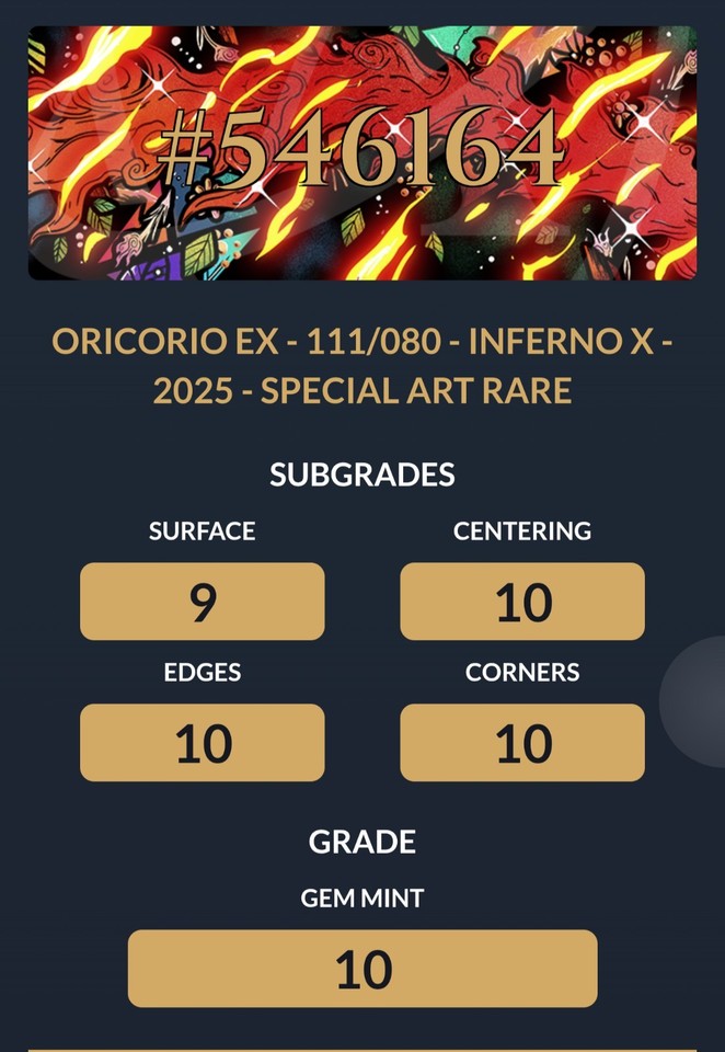 Pokémon Oricorio EX SAR 111/080 SAR Inferno X ACE 10 | eBay UK