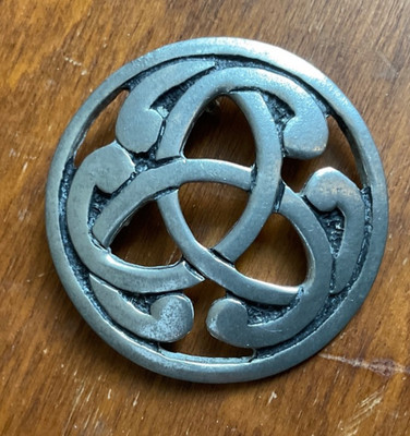 Vintage 1980's Celtic Trinity Knot Brooch St Justin Cornwall Pewter ...