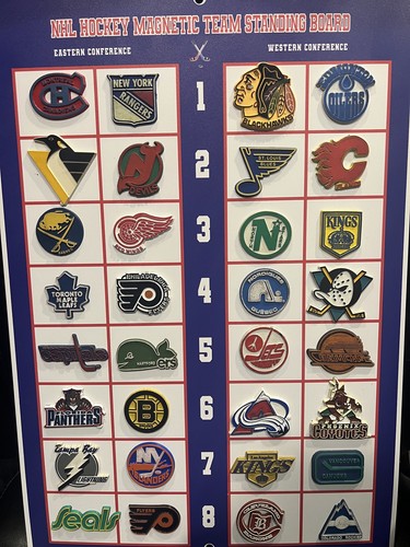 VINTAGE NHL MAGNETIC STANDING BOARD WITH 32 RUBBER FRIDGE MAGNETS 80’s ...