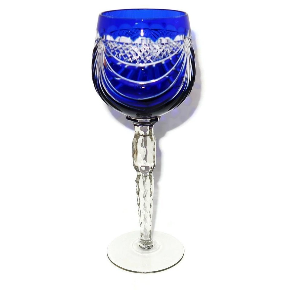 Olenka Tarnow Crystal, Poland MCM, Swag Cut Blue Wine Glass, 8 1/2" | eBay