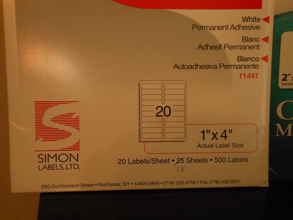 AVERY & SIMON, White Address Labels, 1x4" & 2X4" Sizes | eBay