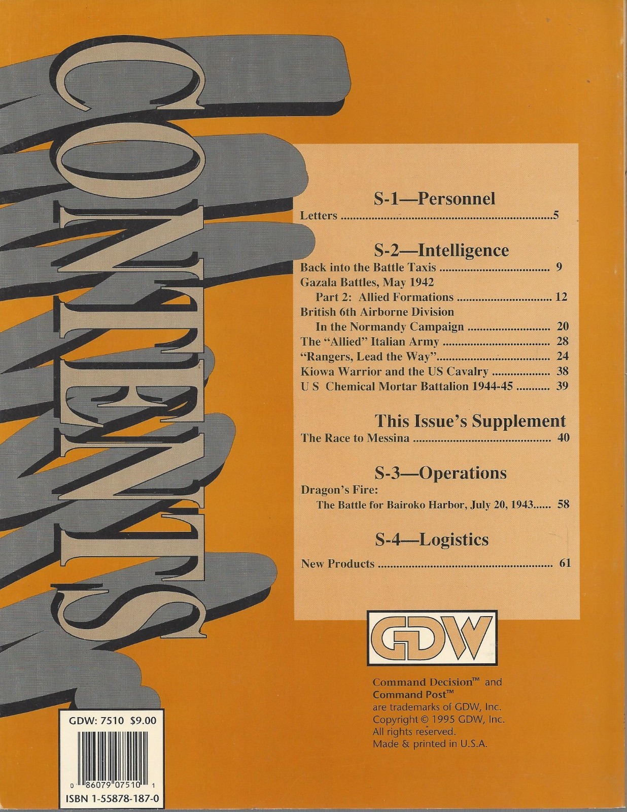 Command Post Quarterly #10 SC NEW Command Decision GDW Race to Messina ...