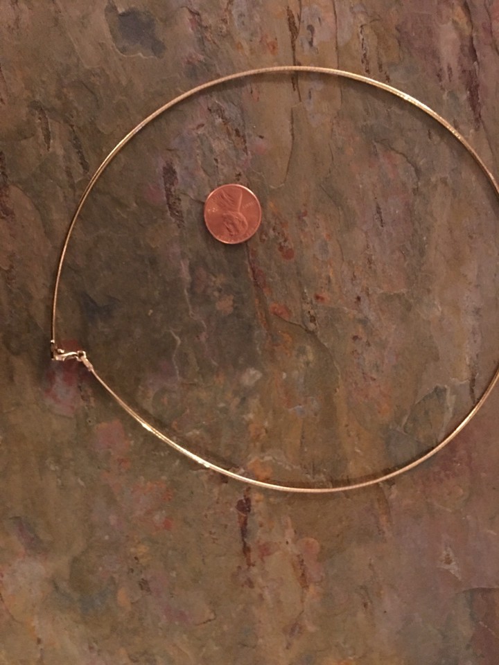 18KT Yellow Gold Round Neck Wire Omega Collar Chain Necklace 18" NEW ...