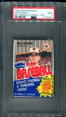 PSA 9 1989 Fleer Baseball #616A Bill Ripken FF Rick Face Error Cello ...
