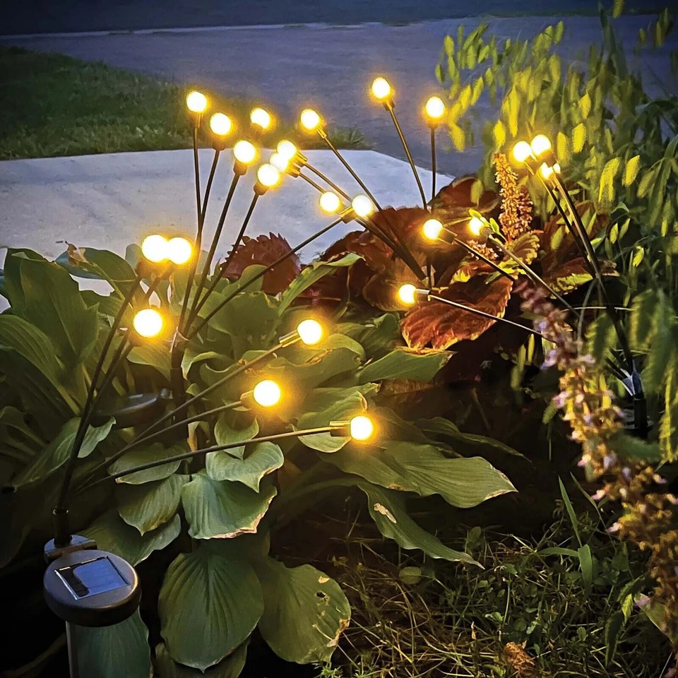NIB Solar LED Firefly Stake Garden Lights, Set of 2 | eBay