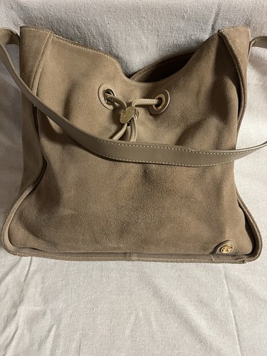 Spartina Genuine Leather Tan Drawstring Tote Purse Shoulder Bag Large ...