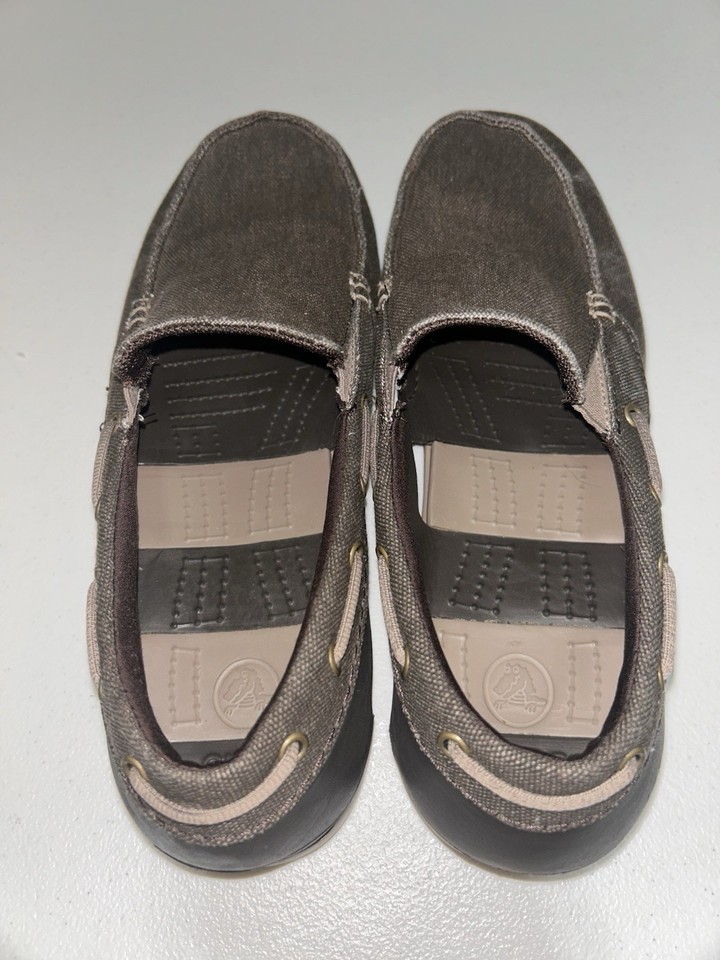 Crocs Men's Beach Line Canvas Waterproof Slip On Boat Shoes. Size 10 ...