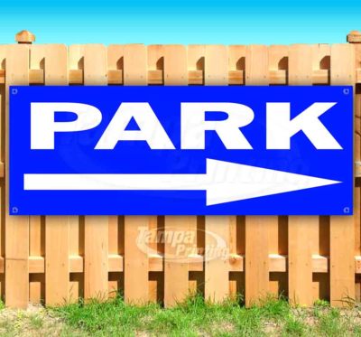 PARK RIGHT ARROW BLUE Advertising Vinyl Banner Flag Sign Many Sizes ...