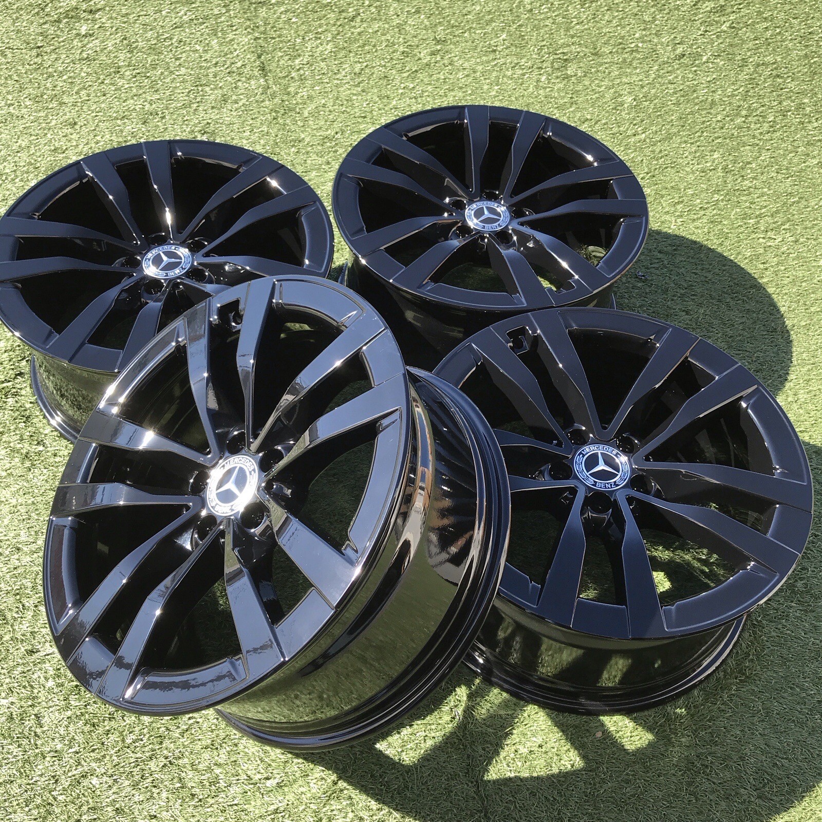 19 MERCEDES S580 S450 S400 RIMS OEM SET 4 BLACK S-CLASS S550 STOCK ...
