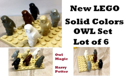 New LEGO Owl Set Lot of 6 Brown Black White Gray Dark Tan Garden Bird ...