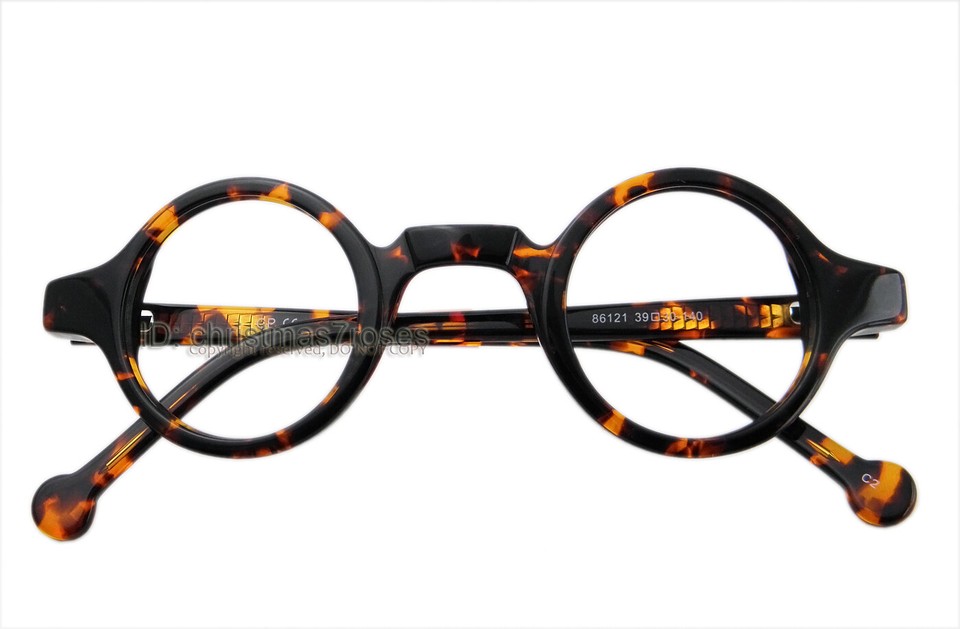 Men women Eyeglass frame 37mm small round Retro Optical acetate black ...