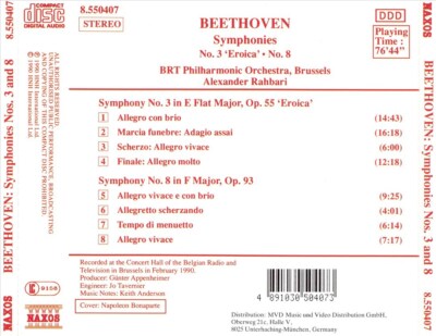 ALEXANDER RAHBARI BEETHOVEN: SYMPHONIES NOS. 3 & 8 NEW CD | eBay