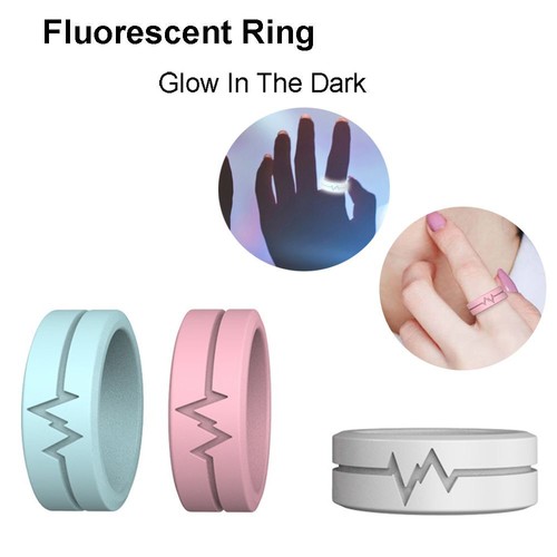 Fashion For Men Women Luminous Silicone Ring Glow In The Dark ...