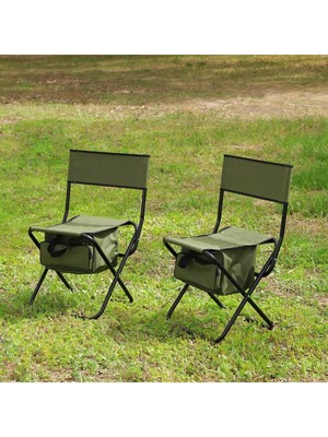 2 Pcs/Set Outdoor Folding Chair with Storage Bag Portable Storage Chair ...