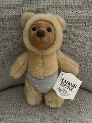 1990 Applause Raikes Bears 7" Beige Bear w/Polkadot Diaper Nursery ...