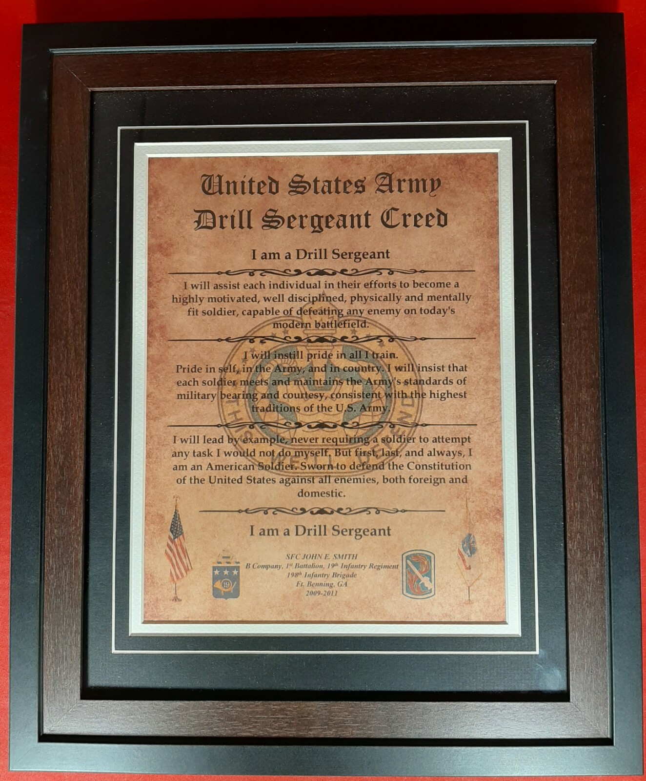 MC-BEST: Army Drill Sergeant Creed FRAMED MATTED PERSONALIZED | eBay