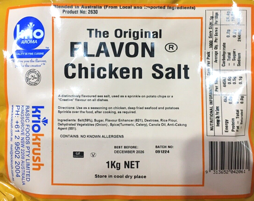 CHICKEN SALT BULK 1kg POUCH BY KRIO KRUSH ORIGINAL FLAVON QUALITY SALTS ...