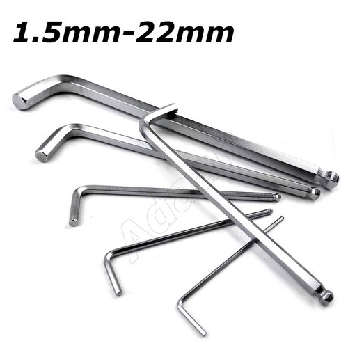 Allen Key Metric 1.5mm-22mm CRV Ball End Long L-Shape Hexagon Hex Keys ...