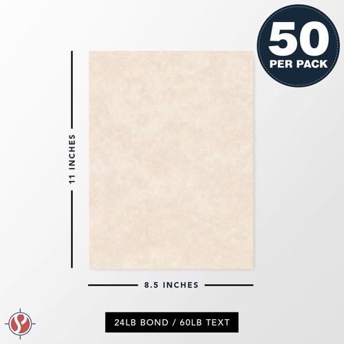 8.5 x 11" Natural Cream Parchment Paper - 24lb Bond/60lb Text - 50 ...