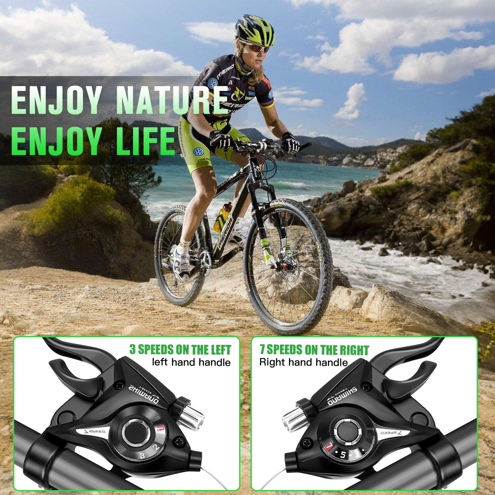 Bike Gear Shifter, 3x7 21 Speed Shifter Brake Lever Set for Mountain ...