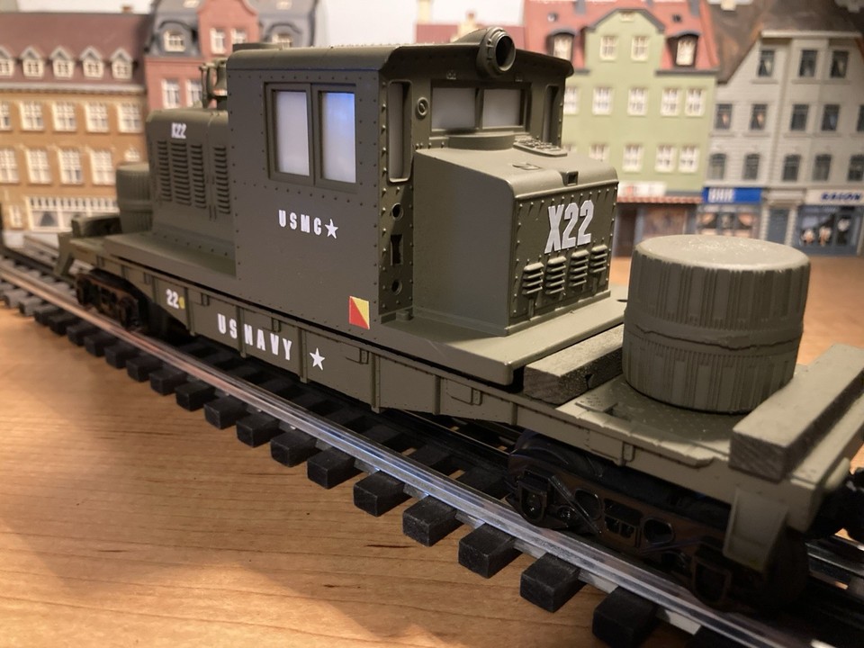 Lionel Custom USMC Military Switcher Body on Flat Car | eBay