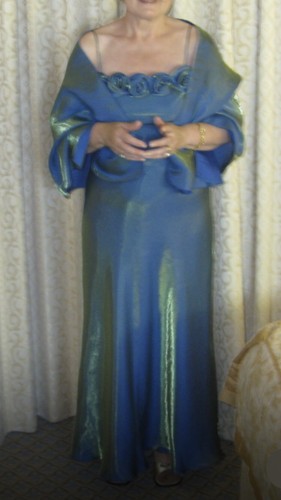 Yves Calin Evening Cruise Long Dress Blue/Green with wrap. Size 10 WORN ...