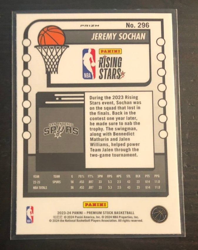 2023-24 Panini Hoops Premium Stock JEREMY SOCHAN Rising Stars Scope ...