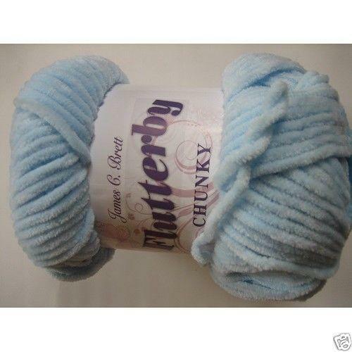 James C Brett Flutterby Chunky Knitting Wool Yarn 100g - B3 Pale Blue ...