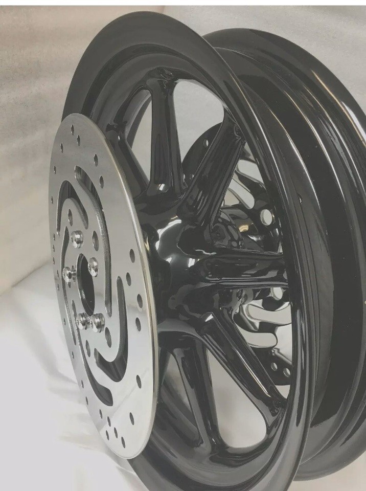 HARLEY wagon WHEELS TOURING FLHT 9 SPOKE GLOSS BLACK 2000 -08 9 rims ...