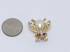 Vintage Crown Trifari Fly Fantasia Series Faux Pearl Rhinestone Gold ...