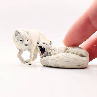Arctic Fox - 1:12 scale miniature animal for snow diorama, winter ...