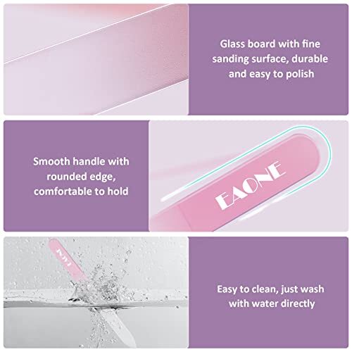 Glass Nail File with Case, 3 Pack Glass Fingernail Files Pink, Blue ...
