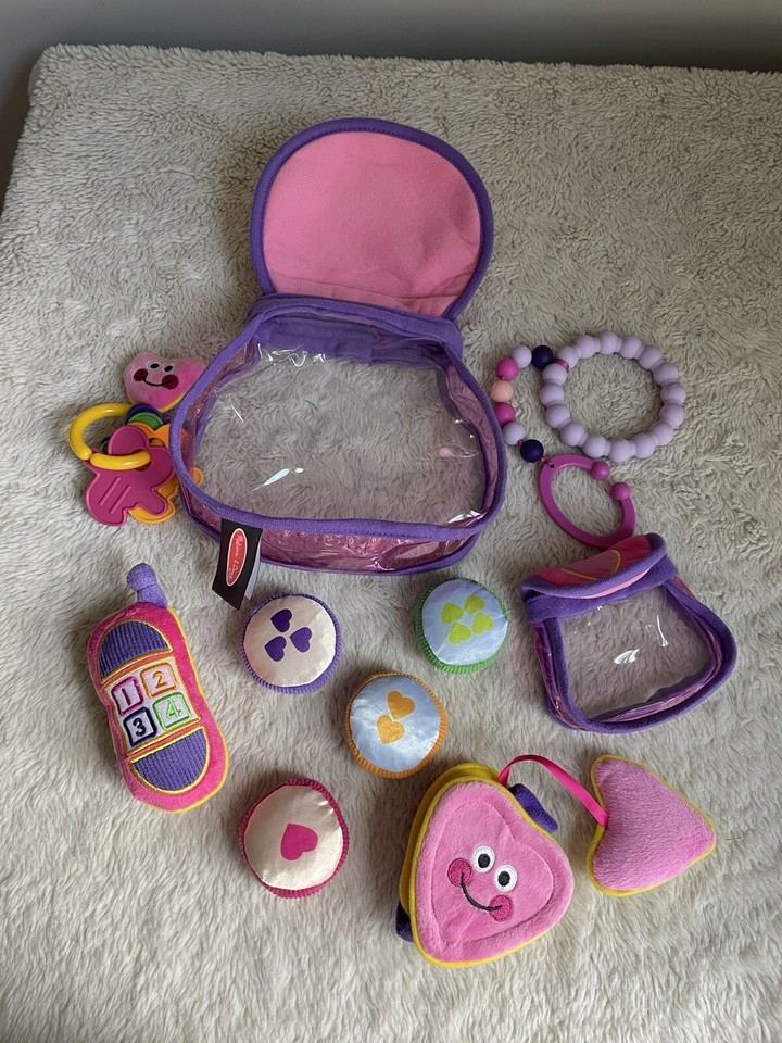 Melissa & Doug Pretty Purse Fill & Spill Soft Play Toy Lot Plus Teether ...