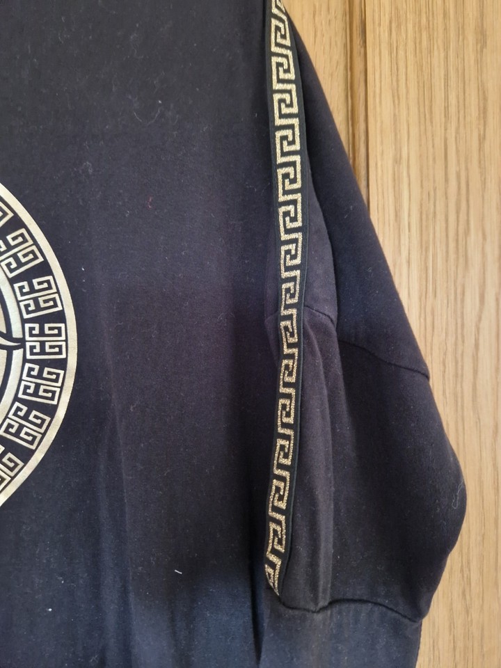 Womens black and gold tunic dress with Inca Mexican sun image approx ...