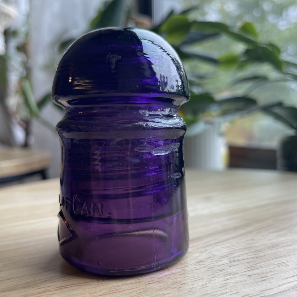 Vtg royal Purple Glass Insulator B.T.CO CAN. Diamond Logo Pony Canadian ...