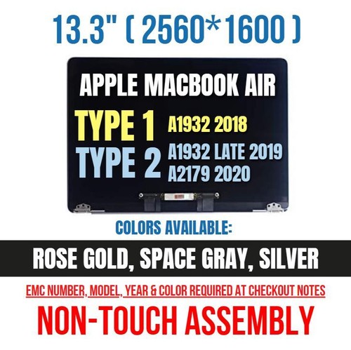 New Apple Macbook Air Retina 13" A1932 2019 Space Gray Full LCD Screen ...