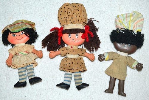 3 Vintage Vinyl 5" Flatsy YARN HAIR Dolls Marked Intrad Enterprises LTD 1981 | eBay