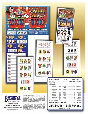Pull Tab Ticket - Hard Card Tickets - Game - Magic Show | eBay