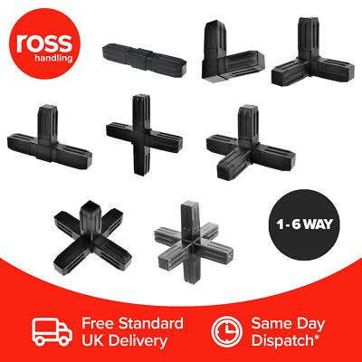 Square Tube Connectors Steel Core 25mm Hard Wearing Tube Joining 1-6 ...