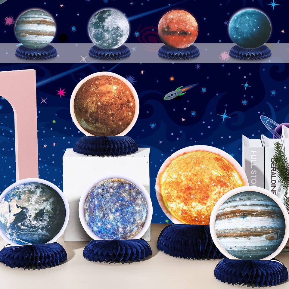 10 Pieces Space Solar System Theme Honeycomb Centerpieces Table Topper ...