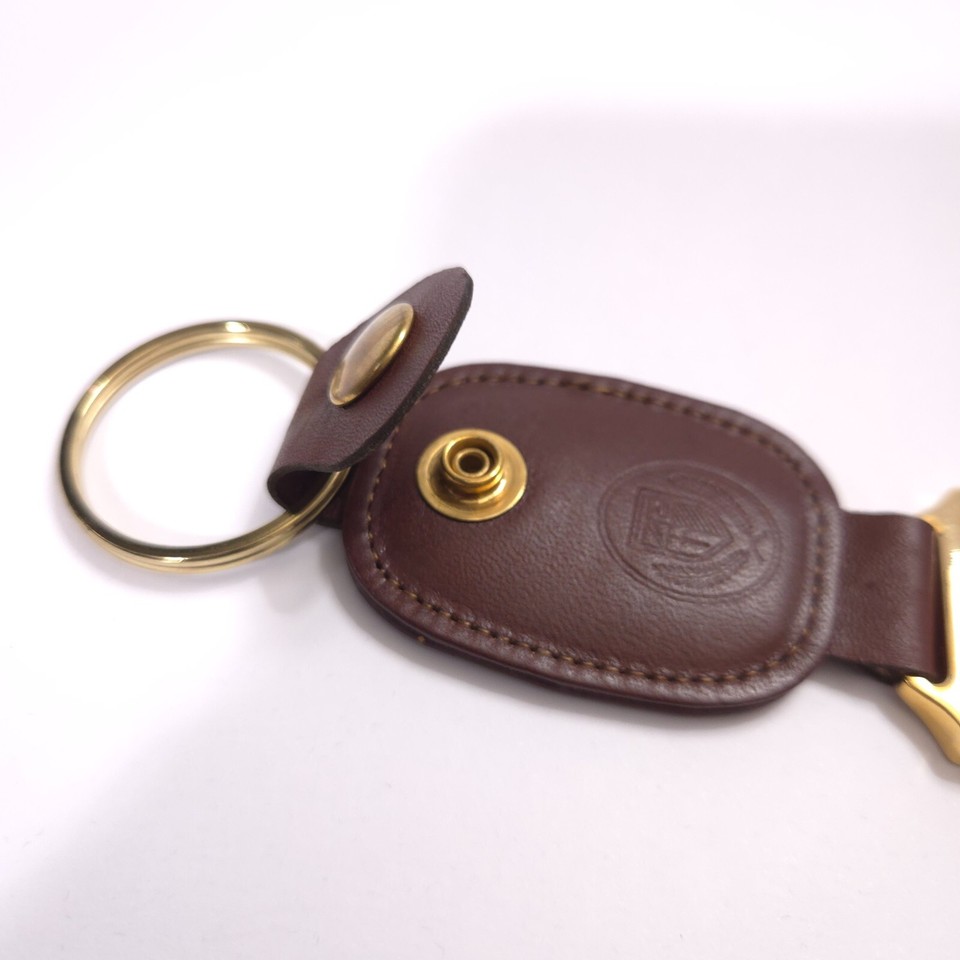 NICE Vintage Brown Leather Gold Keychain Key Chain Ring Loop Holder ...