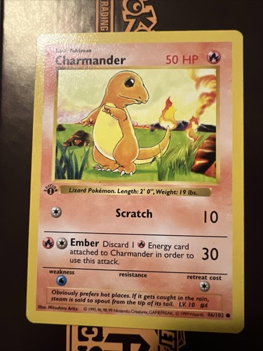 CHARMANDER Pokemon Card - WOTC - 1st Edition - Base Set - Shadowless ...