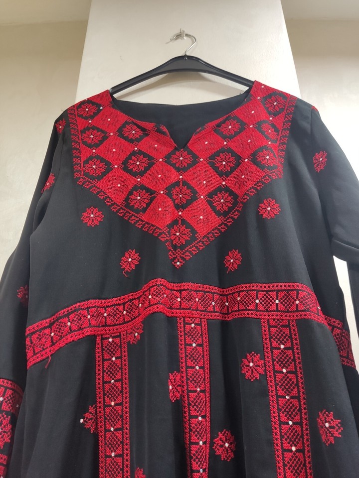 3 Pcs Embroidered Tatreez Thobe Arabic Palestinian Jordanian Dress Thob ...